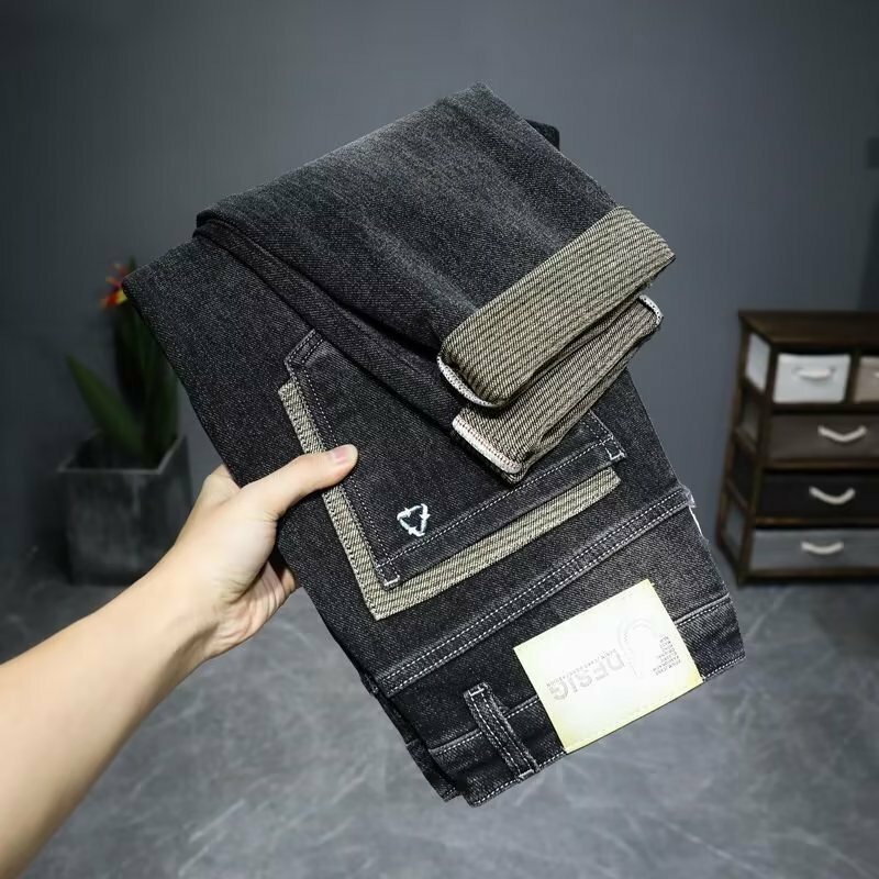 Тренд RONG CH Мужские Джинсы Премиум Корейский Стиль Слим Кэжуал Трендовые Деним, Размер_36