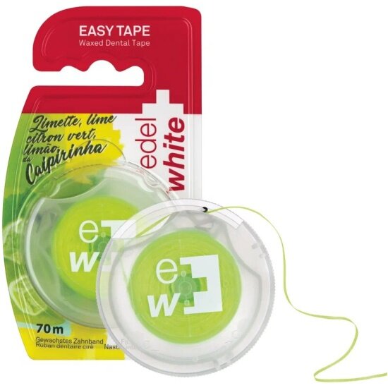 Вощеная зубная лента Edel+white Easy Tape со вкусом кайпириньи, 70м