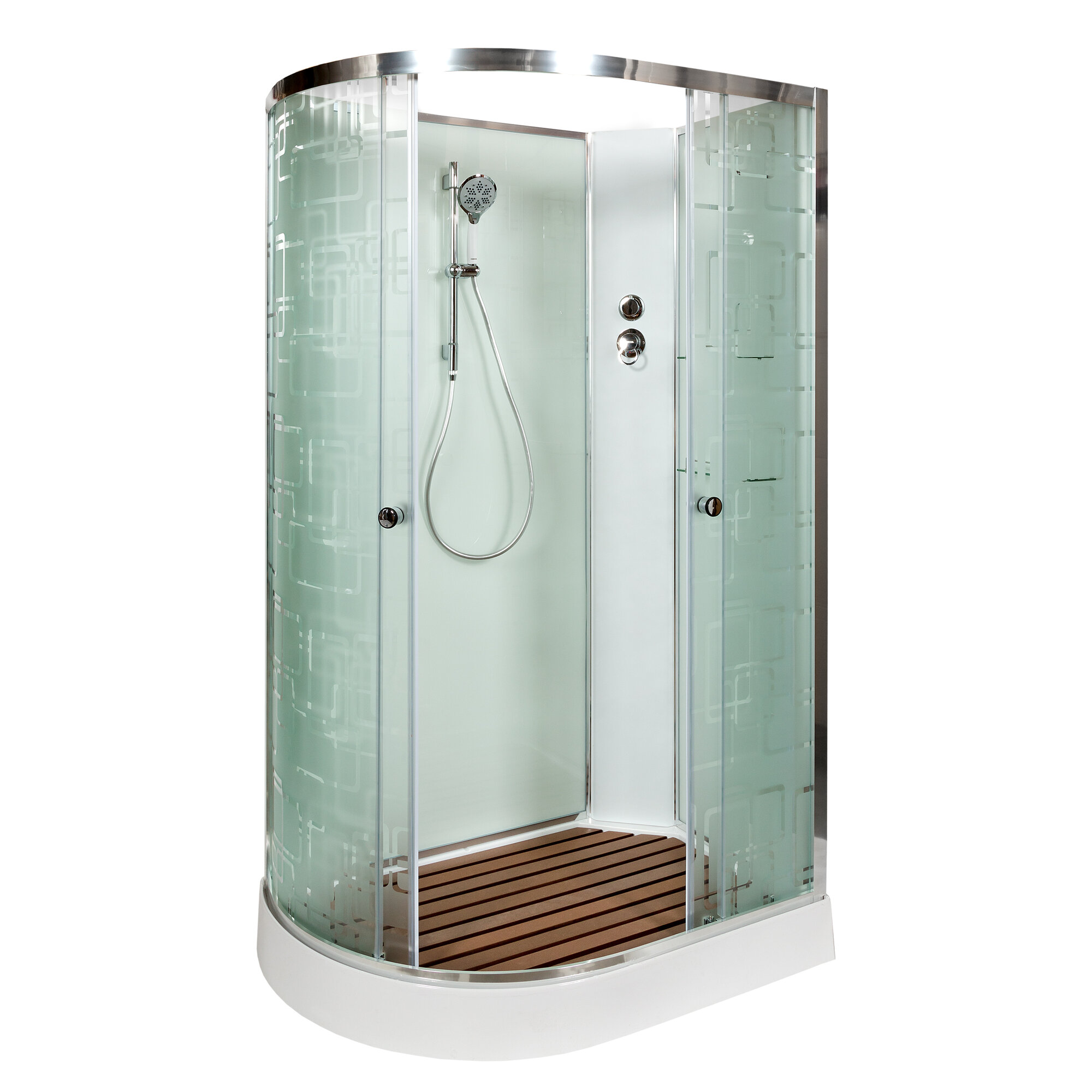 Душевая кабина DTO без крыши с низким поддоном, матовое стекло с узором, 110х80х208 см, серия EM