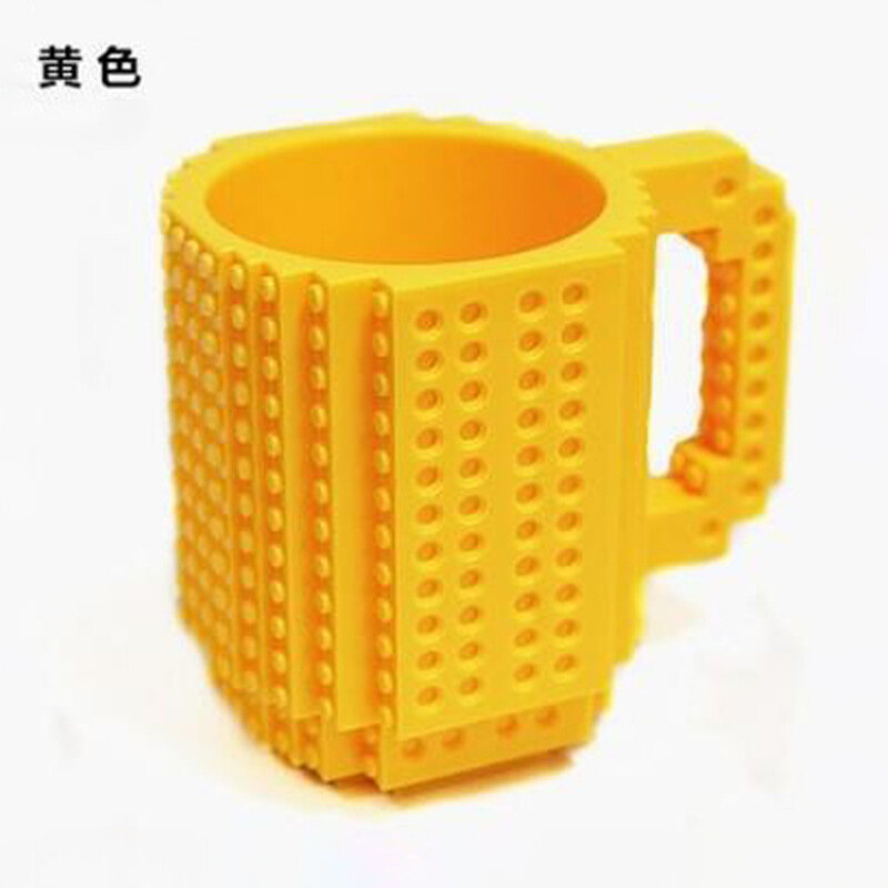 Кружка LEGO с конструктором - Желтая керамическая чашка, 301-400 мл, самодельный подарок для взрослых и детей