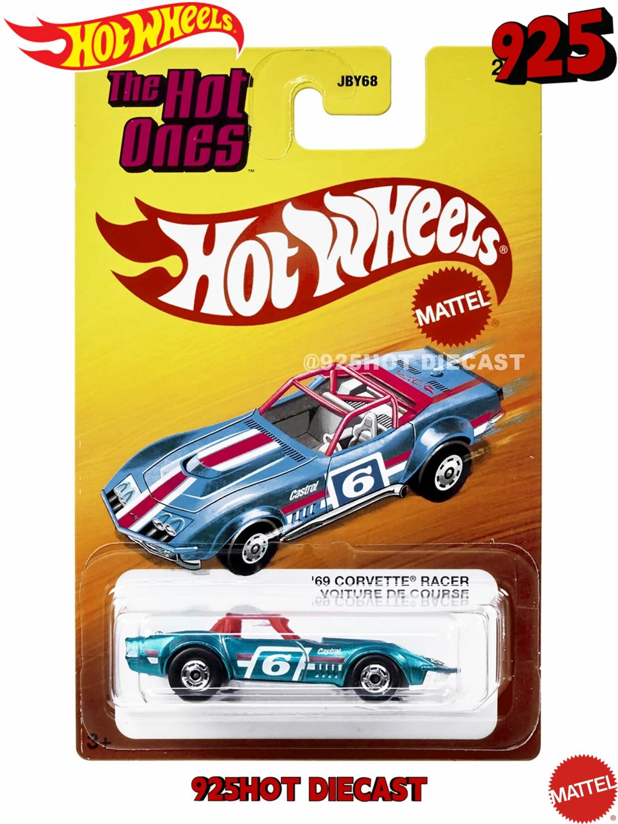 Машинка Hot Wheels The Hot Ones 69 Corvette Racer JBY68 26B