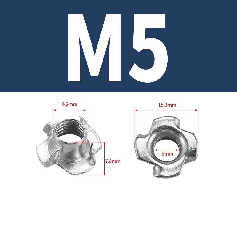 Гайки M3 M4 M5 M6 M8 M10 с четырьмя зажимами M5-10pcs