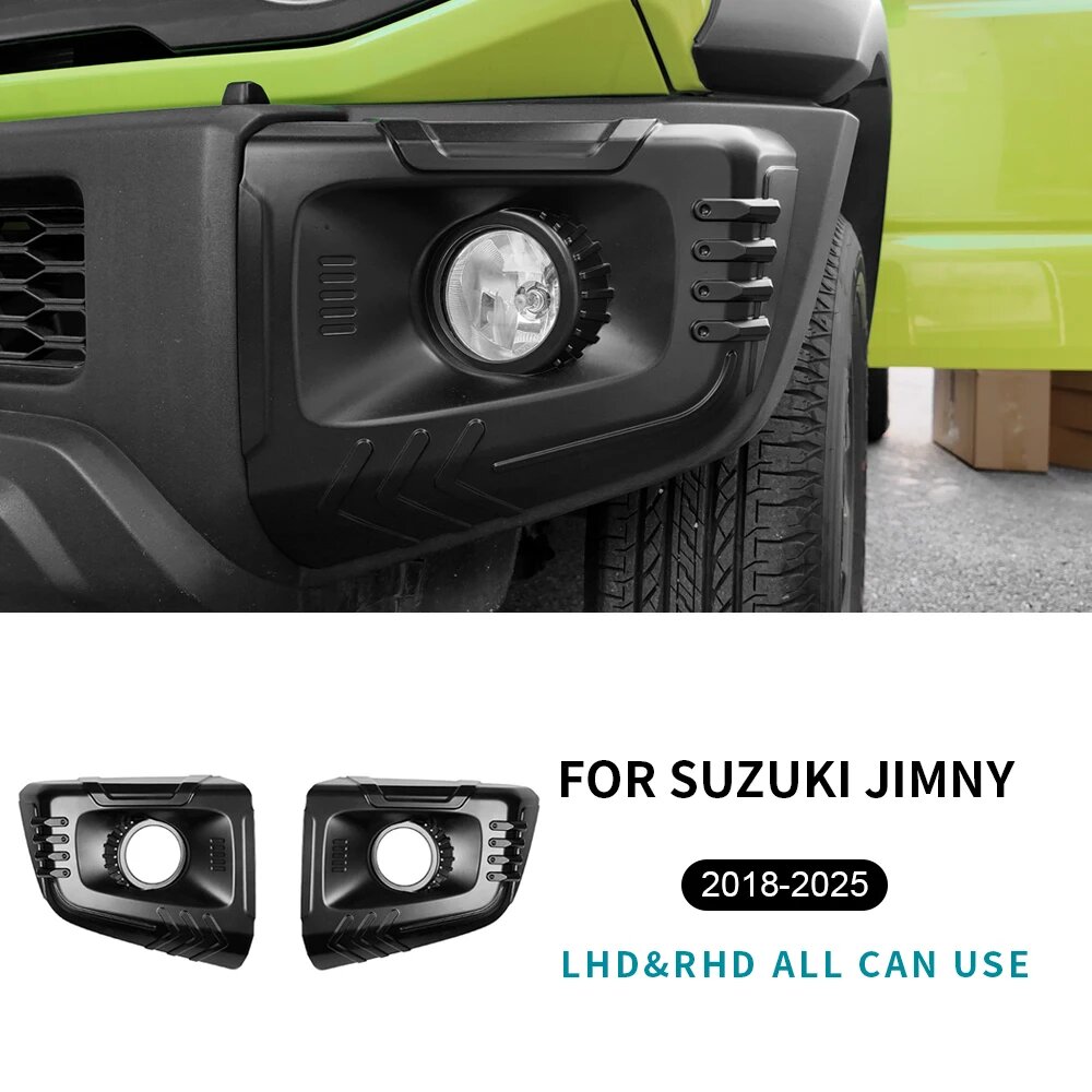 Для Suzuki Jimny JB64 JB74 2018-2025 (3/5 дверей) — матовые черные накладки на передние противотуманные фары из ABS-пластика, 1 пара