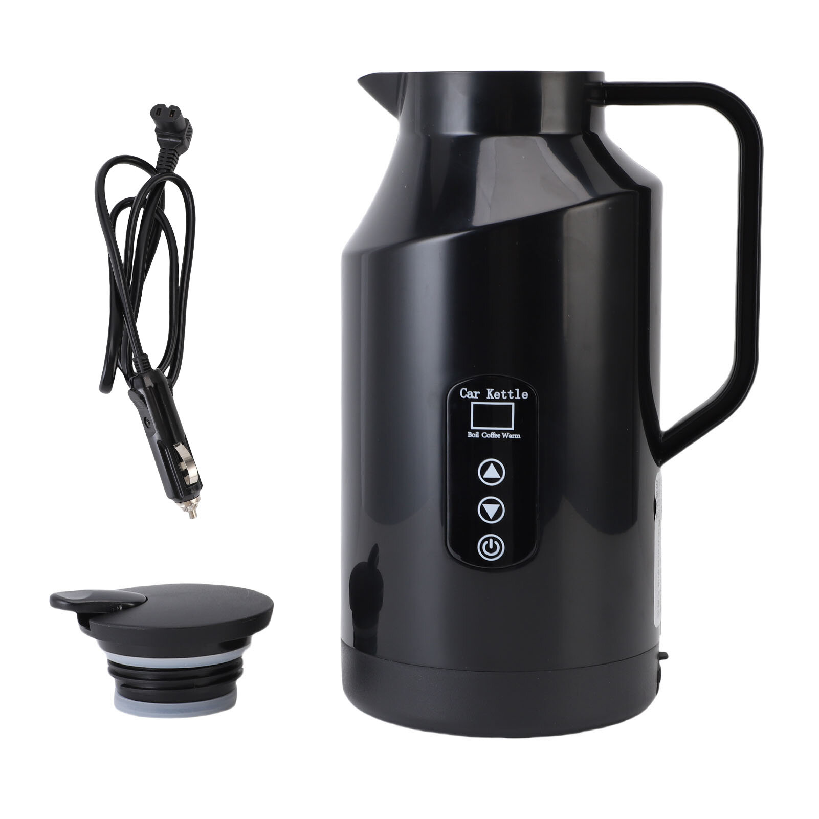 Автомобильный электрический чайник объемом 1500 мл, портативный водонагреватель с регулируемой температурой для кофе и чая, с автоматическим отключением, для легковых автомобилей и грузовиков.