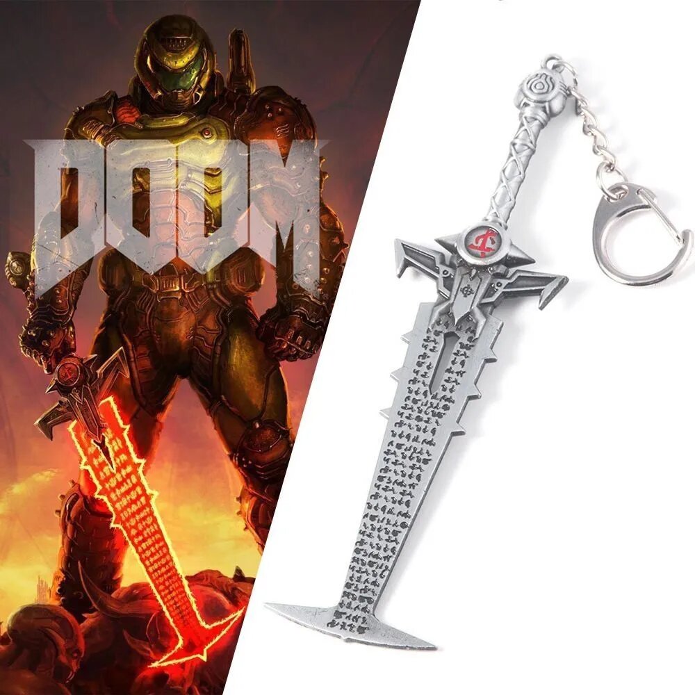 Брелок Горнило Палача Из Игры DOOM Металлическая Модель Меча