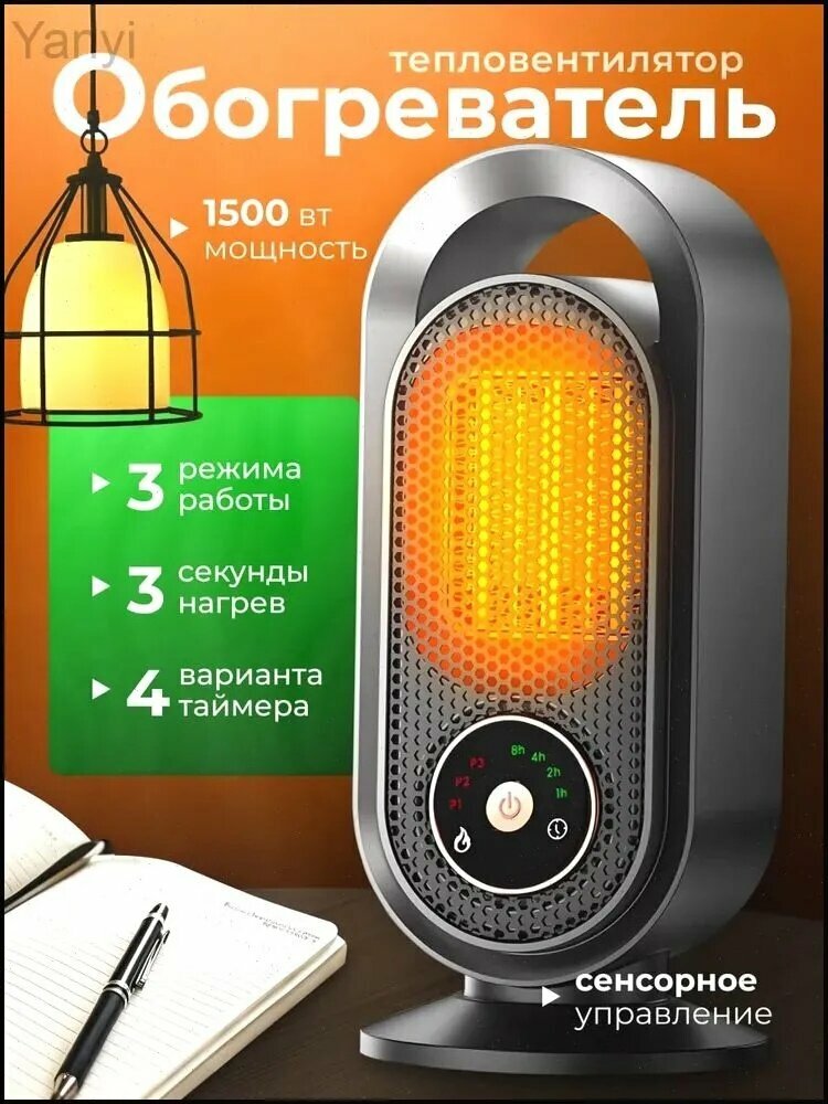 Тепловентилятор портативный для дома и офиса электрический обогреватель, тепловентилятор 1500вт