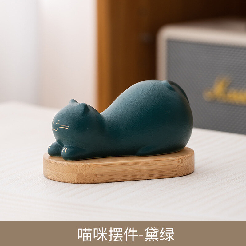 Керамическое украшение для рабочего стола, домашний декор, креативная мягкая милая серия для исцеления, маленький кот, украшение для чайного столика у входа
