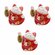 Копилка maneki-neko, керамическая, манящий кот, красная, 3 шт.