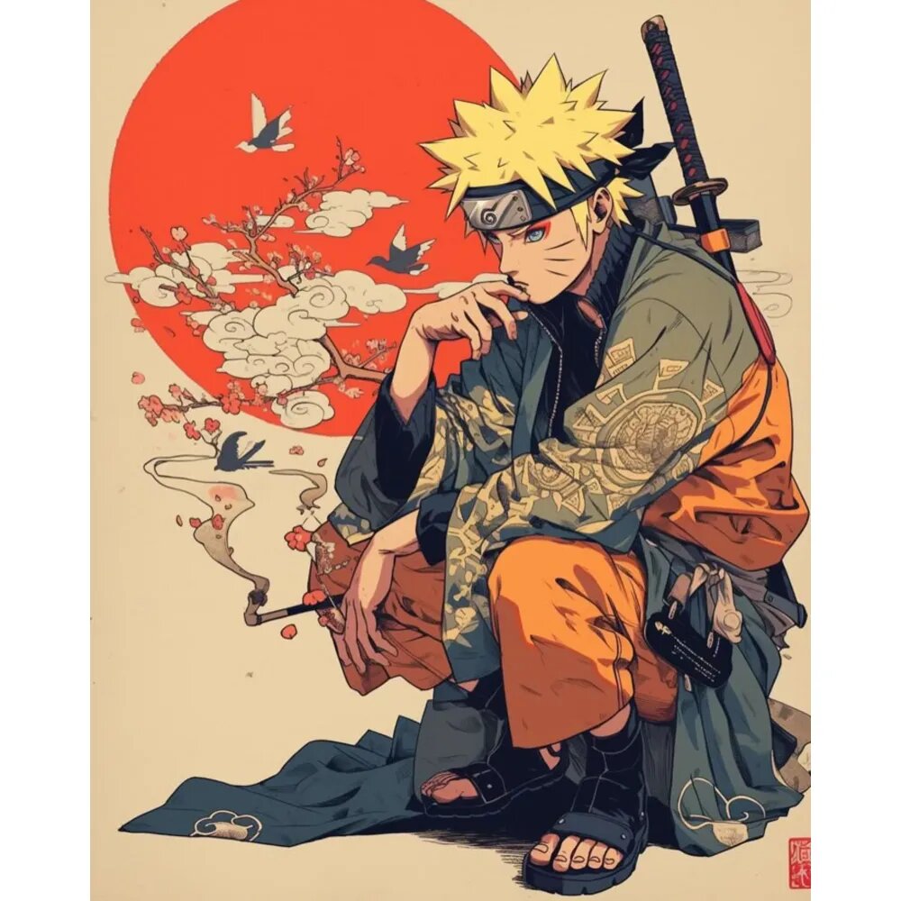 Алмазная Мозаика "Наруто Аниме Шикамару Нара" 40х50 См Алмазная Вышивка / Картина Стразами Подарков / Украшения