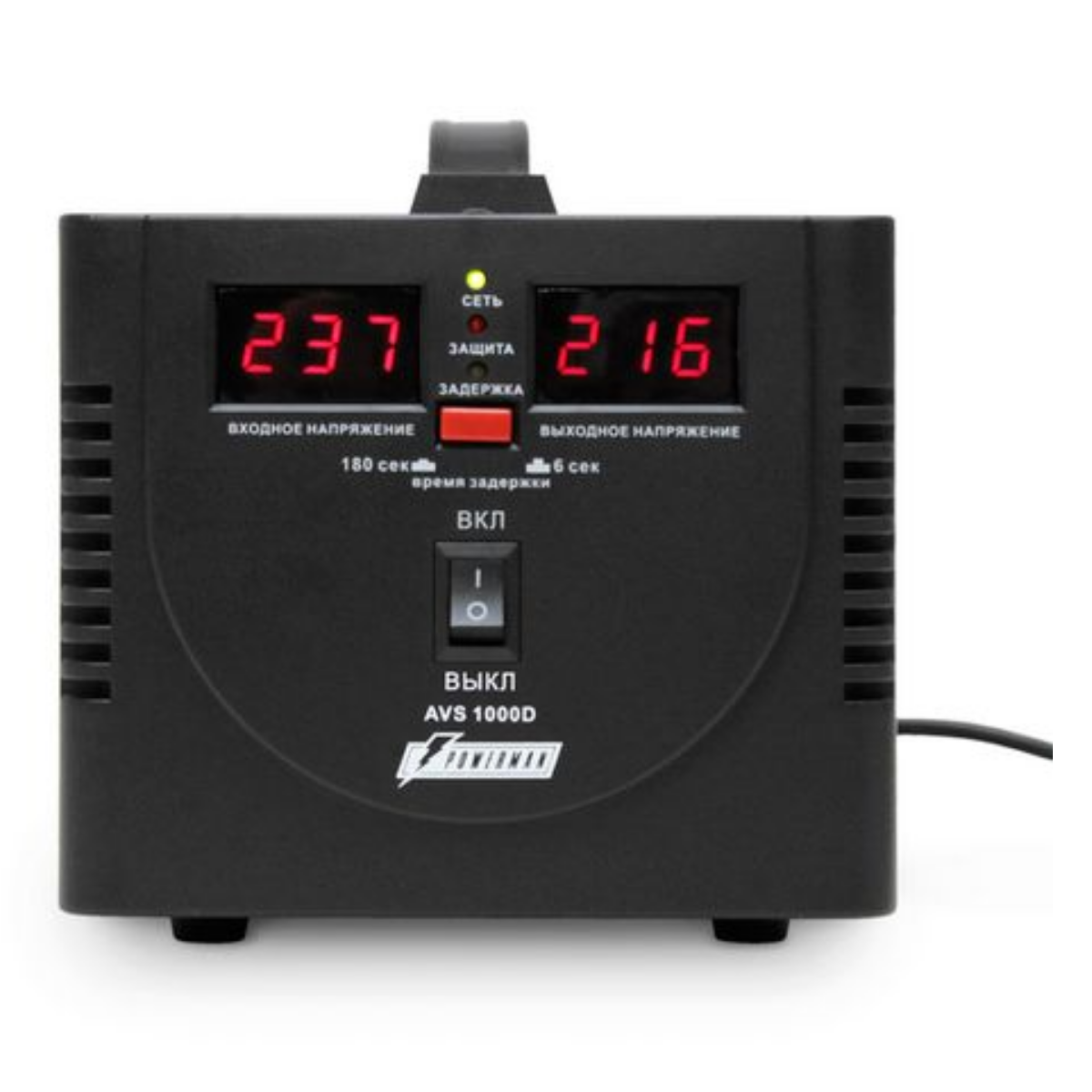 Стабилизатор напряжения Powerman AVS 1000 D, черный, 1000 ВА