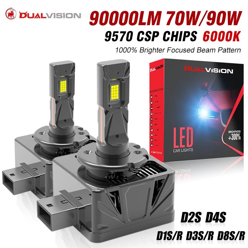 Светодиодные фары Dualvision D1S D3S D2S D4S D1R D2R D3R D4R, D3S, 90