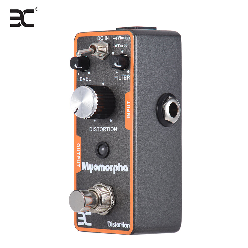 Эффектный педаль для гитары TC-13 Distortion True Bypass Myomorpha с 2 режимами Vintage и Turbo, магниевый корпус, мини размер 9.1*3.6*3.6см, вес 140г, вход и выход 0.25 дюйма моноджек, питание 9V DC, 3 регулируемых ручки Level Filter Distortion