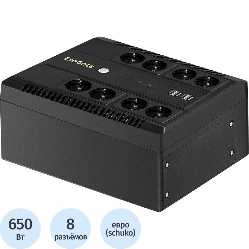 ИБП ExeGate NEO NNB-1000 лин-инт, 1000ВА/650Вт 8xEURO+4USB(EX293855RUS)