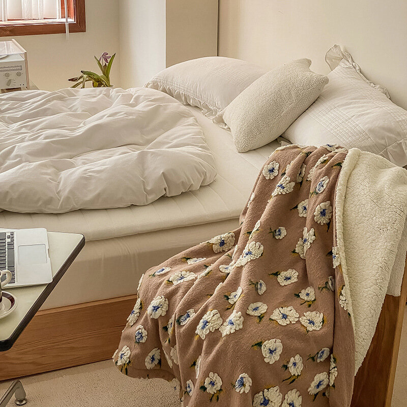 Корейское осеннее и зимнее утолщенное двуслойное 3D шерстяное одеяло для гостиной и спальни, одеяло для просмотра драм, одеяло для сна в детском саду