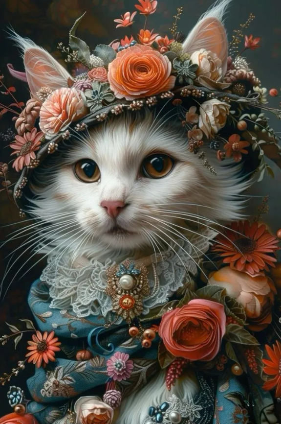 Алмазная Картина "Кошки: Серый Британский Кот С Короной" 5D Круглый Бриллиант 40x50См.