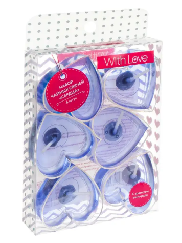Набор чайных свечей "Сердца", With Love, в ассортименте, 6шт