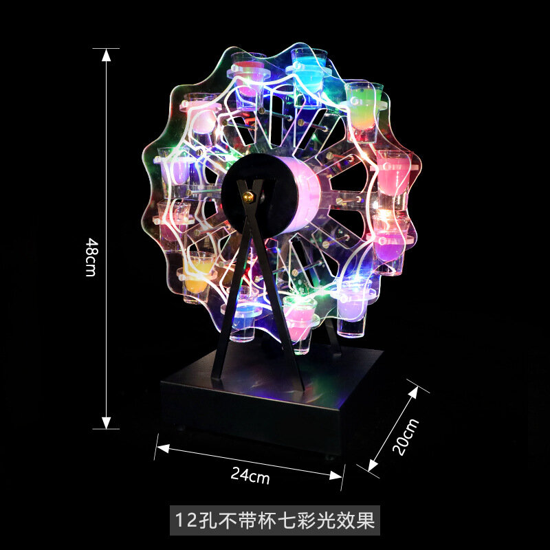 Металлическая стойка для коктейлей с LED-колесом, 12 отверстий, без стаканов, современный аксессуар для КТВ и баров