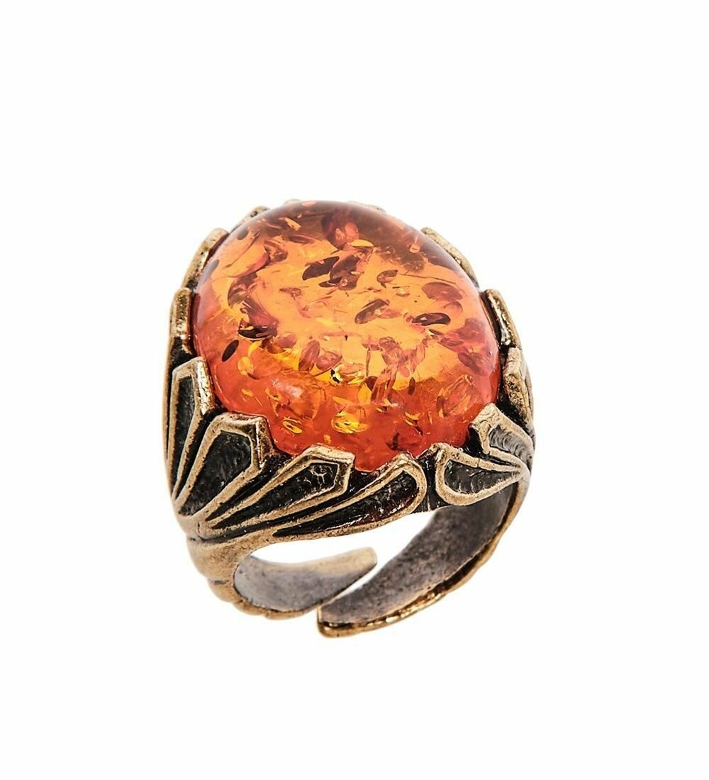 Кольцо Народные промыслы, янтарь