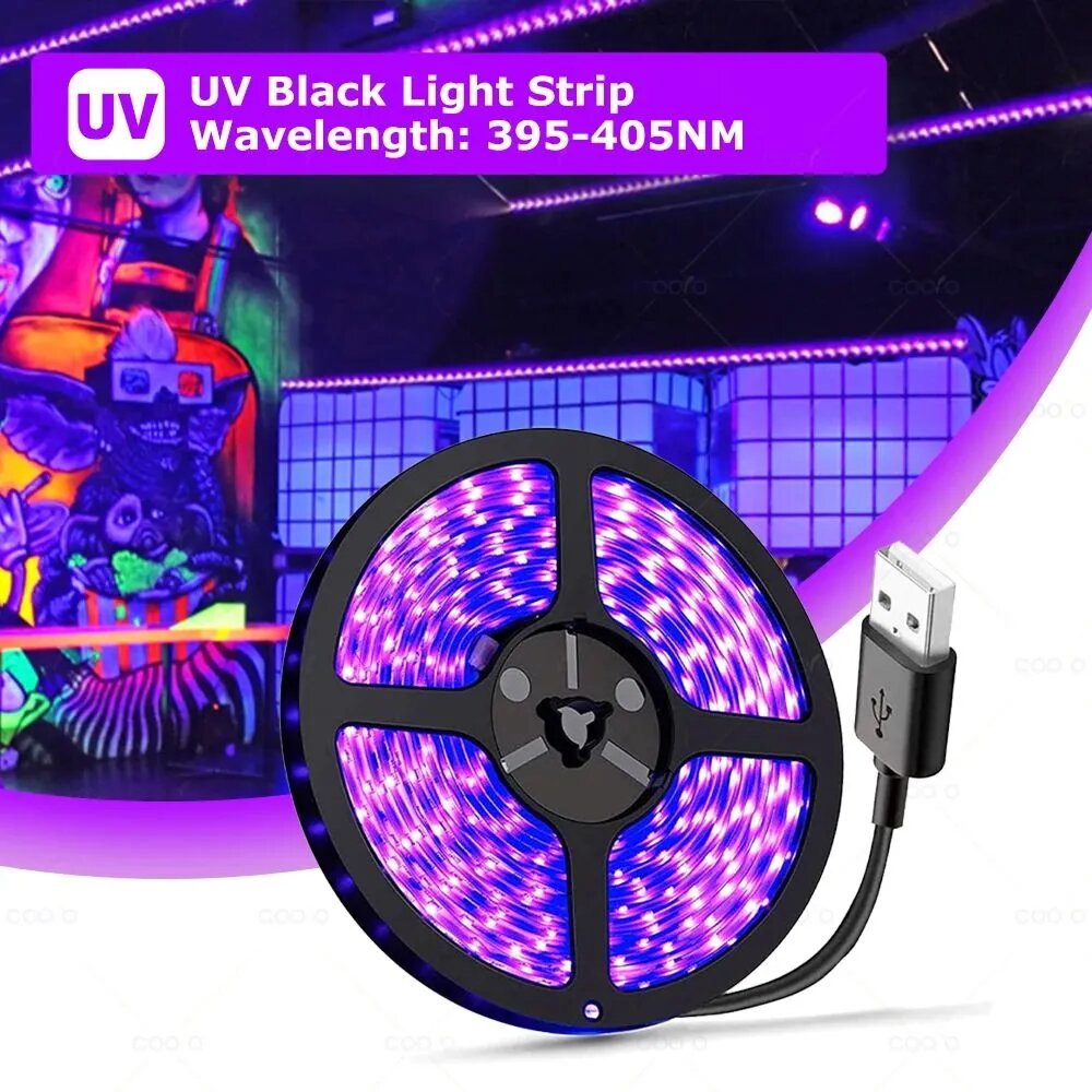 Ультрафиолетовый Светлая полоса 5M/ UV LED strip Light УФ лампа, 395-400 нм