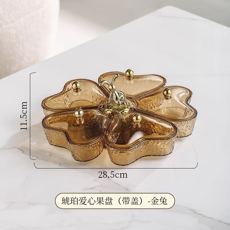 Вращающаяся тарелка для сухофруктов для домашнего использования, тарелка для закусок на кофейном столике в гостиной, новый роскошный стиль, высококачественная тарелка для хранения фруктов