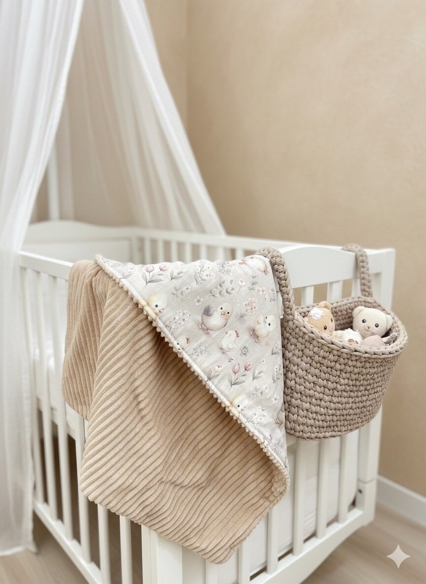 Плед-одеяло утепленный для детей MamJoy, бежевый, 90 х 90 см