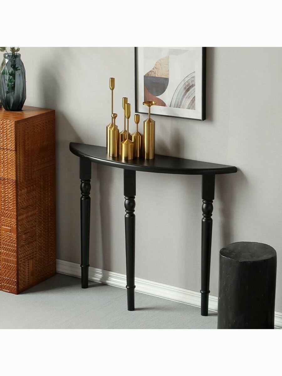 Консоли Консоли для прихожей, косметический столик, массив дерева, черный, полукруглый