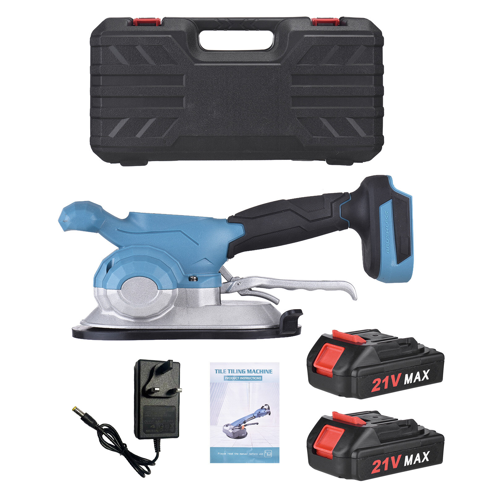 Беспроводной вибровыравниватель для плитки, аккумулятор 21 В, 6 регулируемых скоростей, портативный виброинструмент с увеличенной присоской, высокая грузоподъемность, инструмент для домашнего декора, вилка британского стандарта.