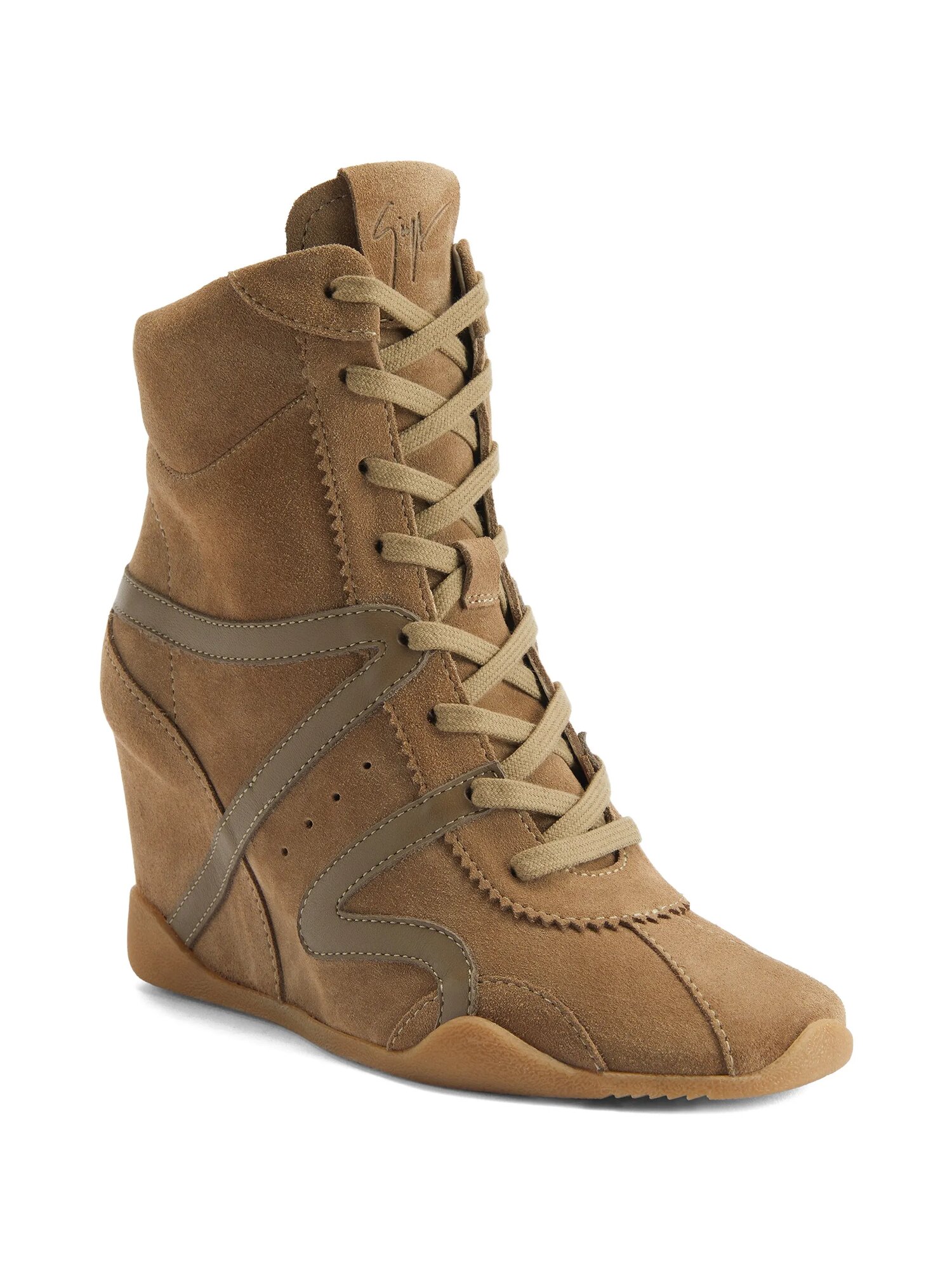 Кроссовки Giuseppe Zanotti Top Wedge, размер 39,5 EU, коричневый/серый/оранжевый — фото 1