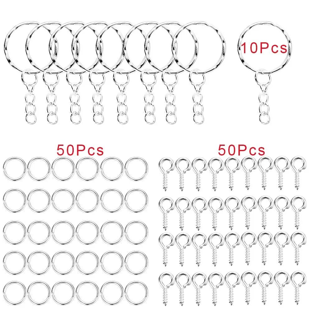 Фурнитура для брелков, кольца с цепочкой и соединительным кольцом, основа для брелока, 10 штук