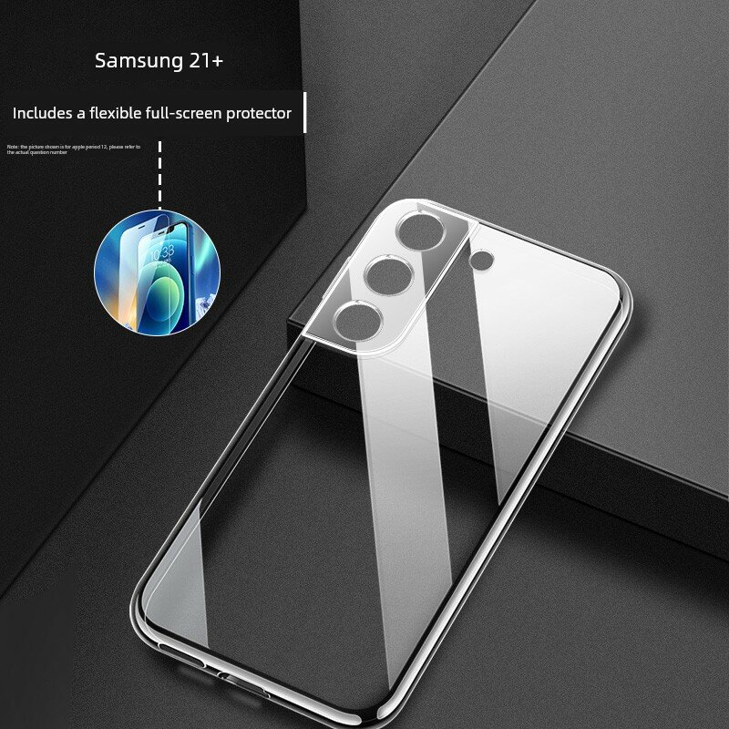 Смартфон Samsung S21 Plus прозрачный силиконовый чехол с бесплатной мягкой полной защитной пленкой, ультратонкий