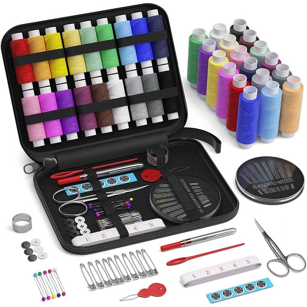 Швейные Наборы с Футляром 18 Цветных Ниток Портативный Набор Швейных Принадлежностей Швейные Принадлежности Швейная Игла Ножницы Наперсток для Семьи
