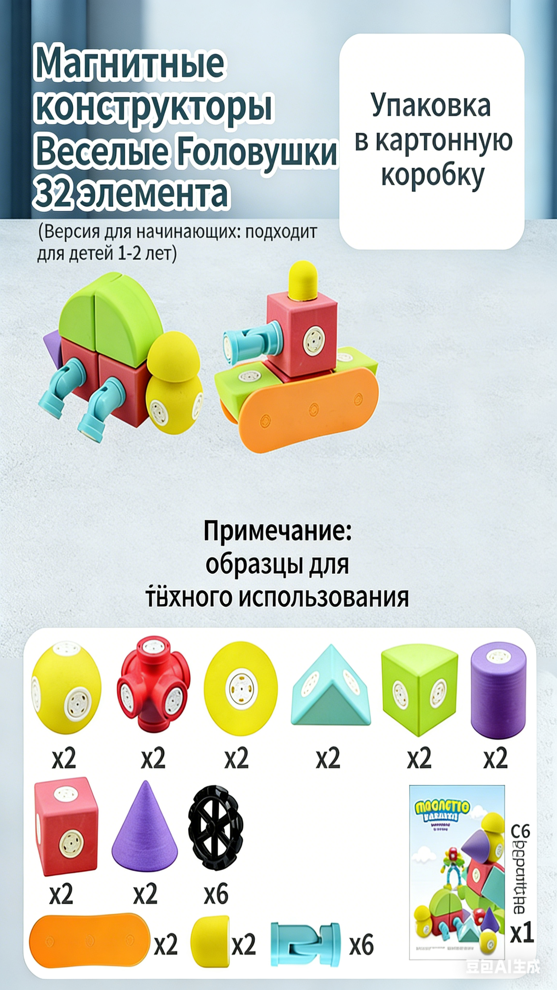 Магнитные кубики "Магнитные кубики-липучки", EVA, 38 деталей