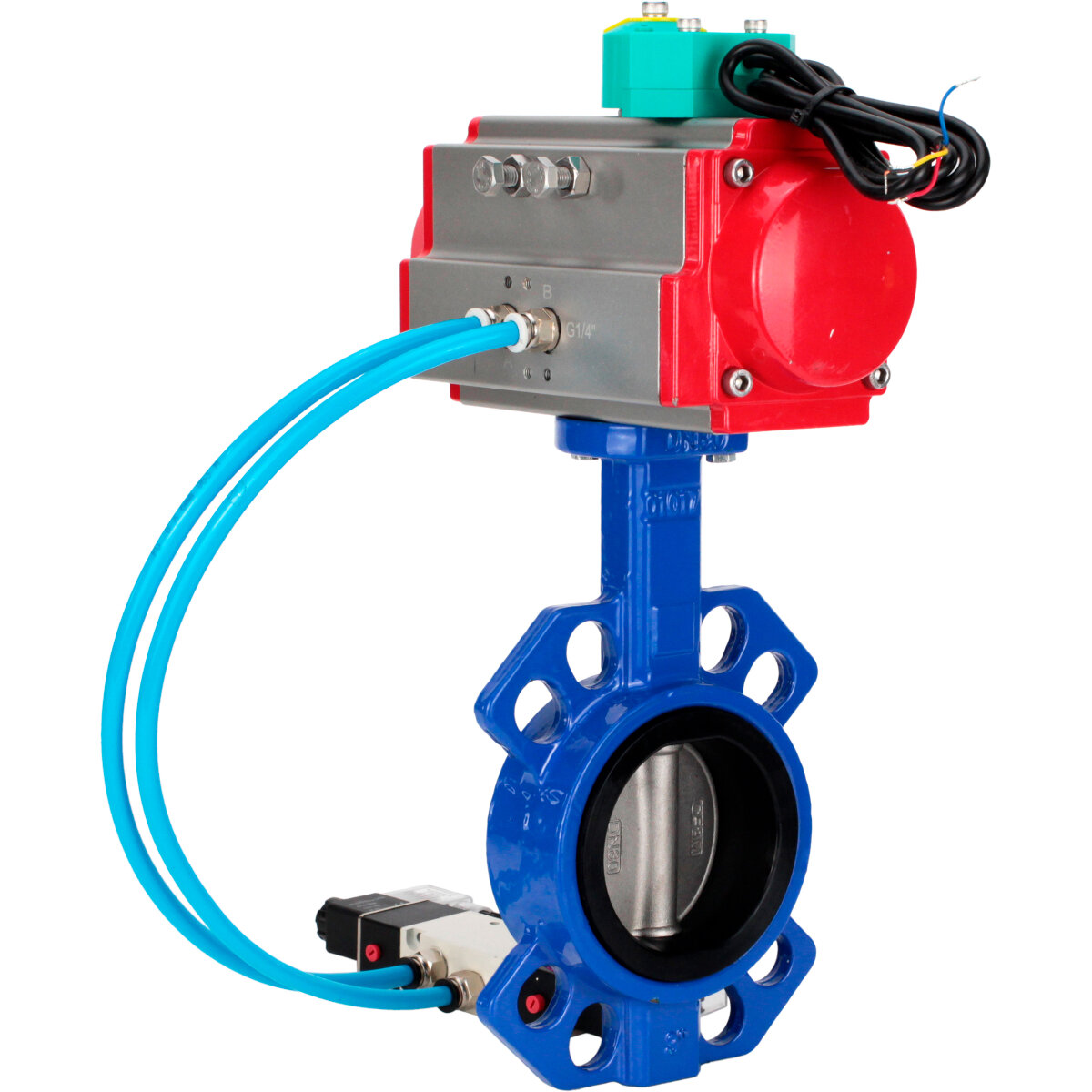 Затвор DN.ru GGG50-316L-EPDM Ду125 Ру16, с пн. прив. DA-083, пн. распред. PND1-T08-220VAC и МППП-200
