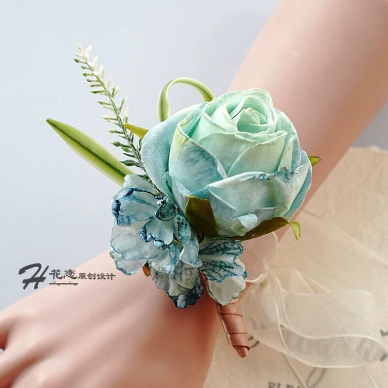 Бутоньерка для жениха и невесты, полный набор для родителей, имитация цветка на лацкане, цветок на запястье для шафера и подружки невесты