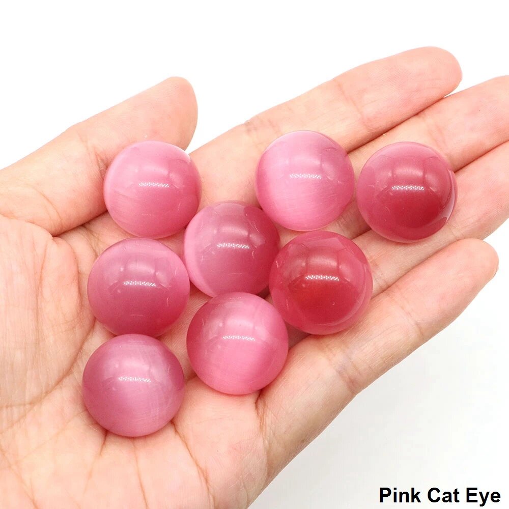 Зеленые агатовые шары из натурального камня 20 мм Розовый, 1PC, Pink Cat Eye
