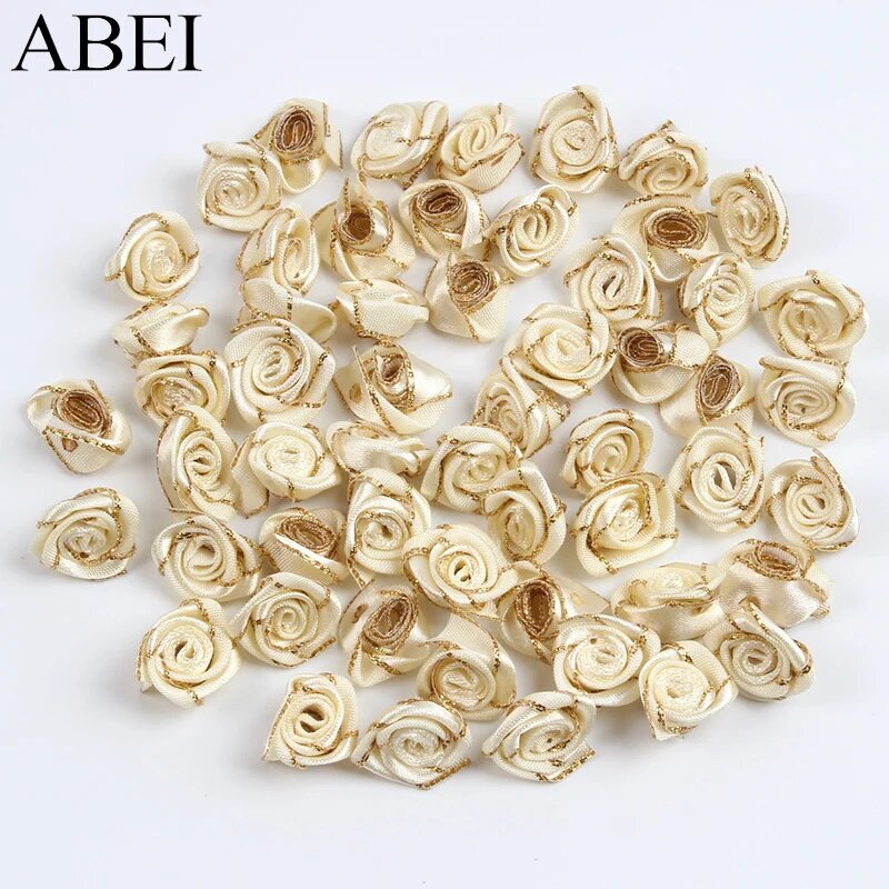 Бежевые шелковые розы 18 мм ABEI, 100 шт