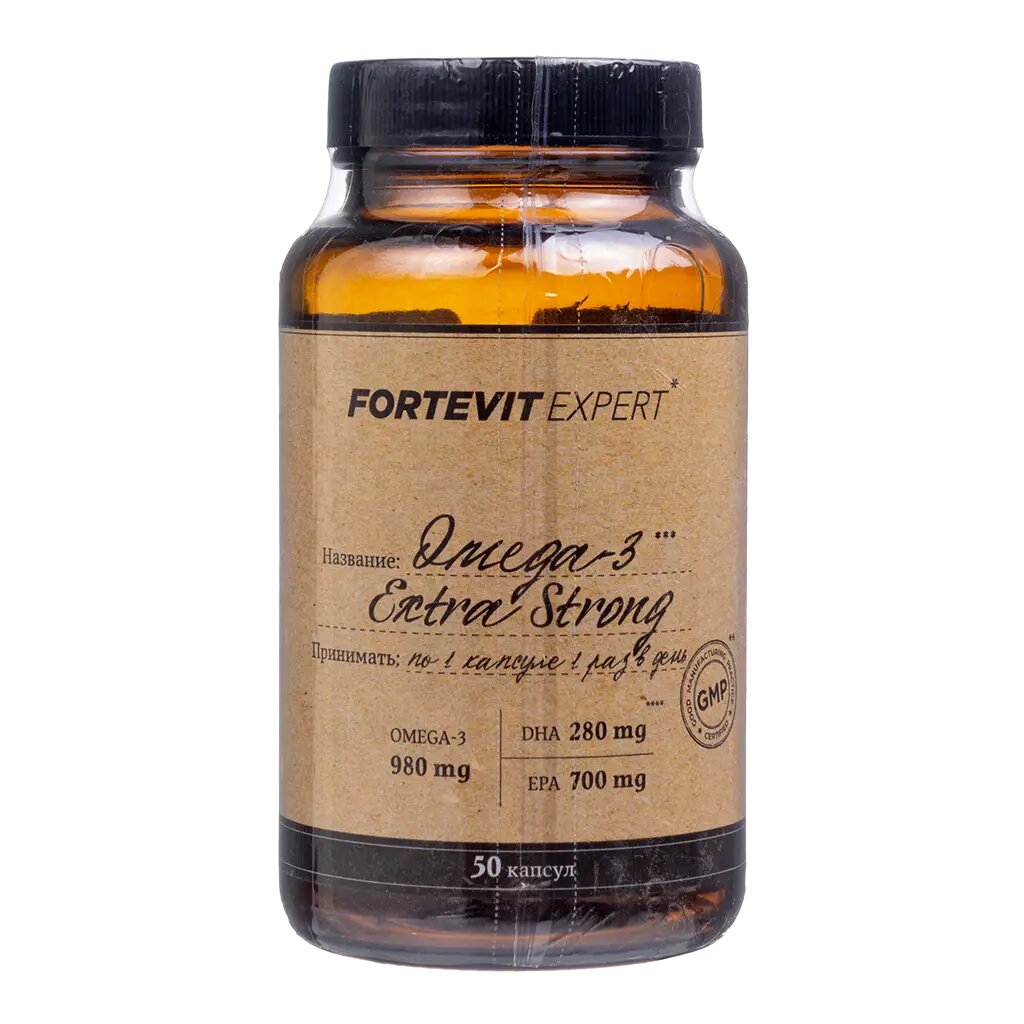 Fortevit Expert Омега-3 Экстра Стронг 980 мг ЭПГ и ДГК/Omega-3 Extra Strong 980 mg EPA&DHA капсулы массой 1975 мг 50 шт