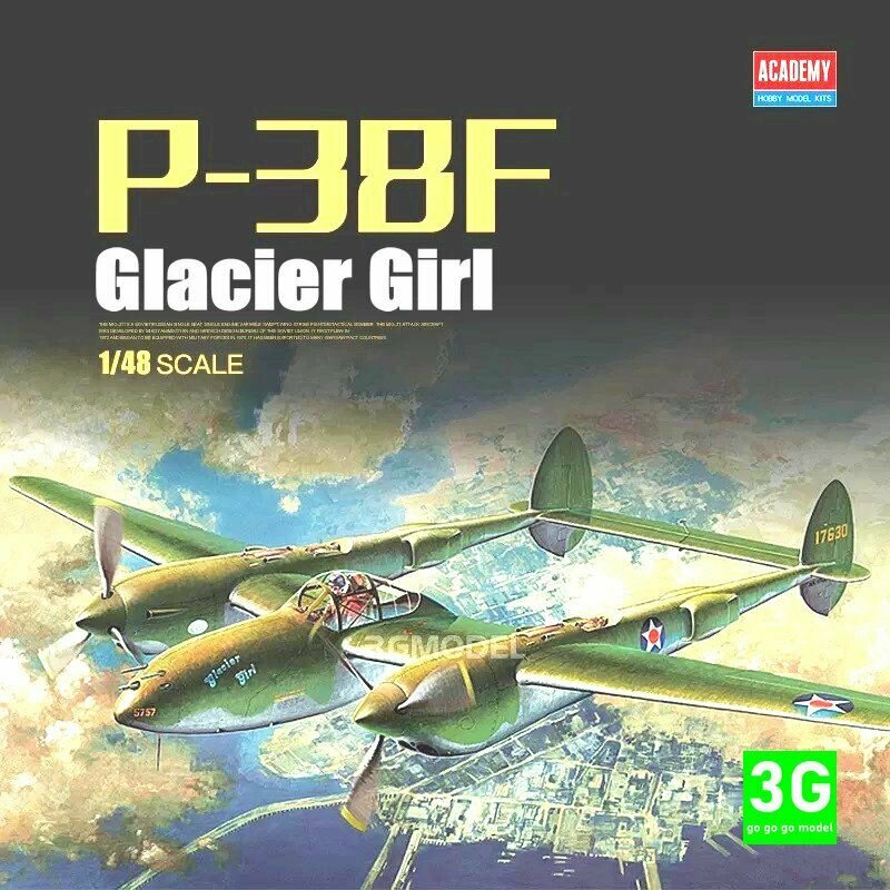 ACADEMY 12208 1/48 сборная модель P-38F Lightning Glacier Girl