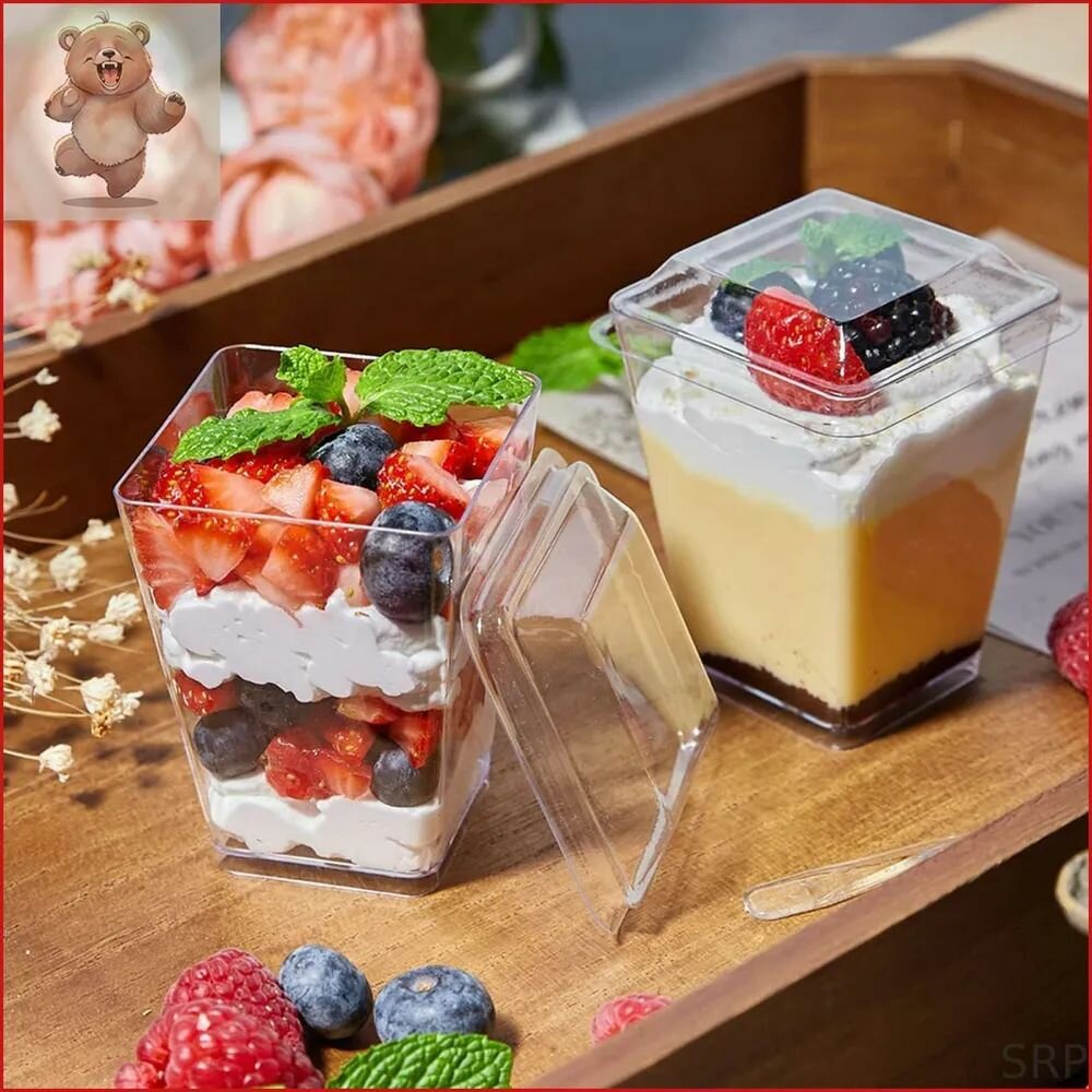 Креманка пластиковая одноразовая 100-200 мл стаканчики для десертов и трайфла 10 шт