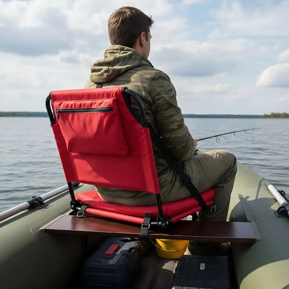 Кресло THUNAR, для ПВХ-лодок, складное, красное, 42x43x29 см