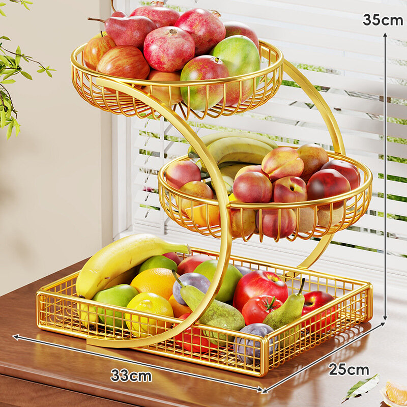 Фруктовая тарелка для гостиной, домашняя легкая роскошь, высококачественная многослойная корзина для хранения фруктов, железная художественная стойка для хранения, тарелка для конфет и закусок