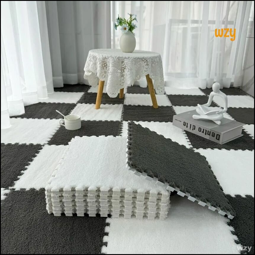 Толстый плюшевый сборный коврик для пола и балкона, размер 30×30×1,0 см (набор из 10 штук)