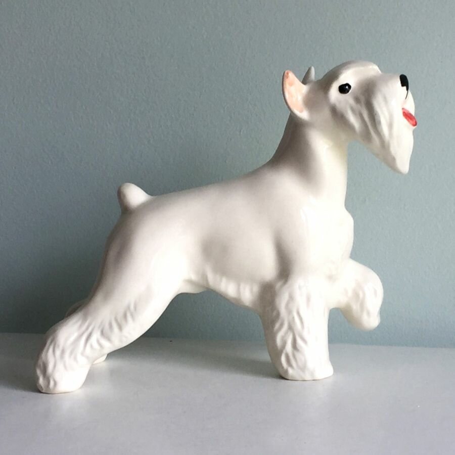 Фаянсовая скульптура Шнауцер белый Sr-VH-100