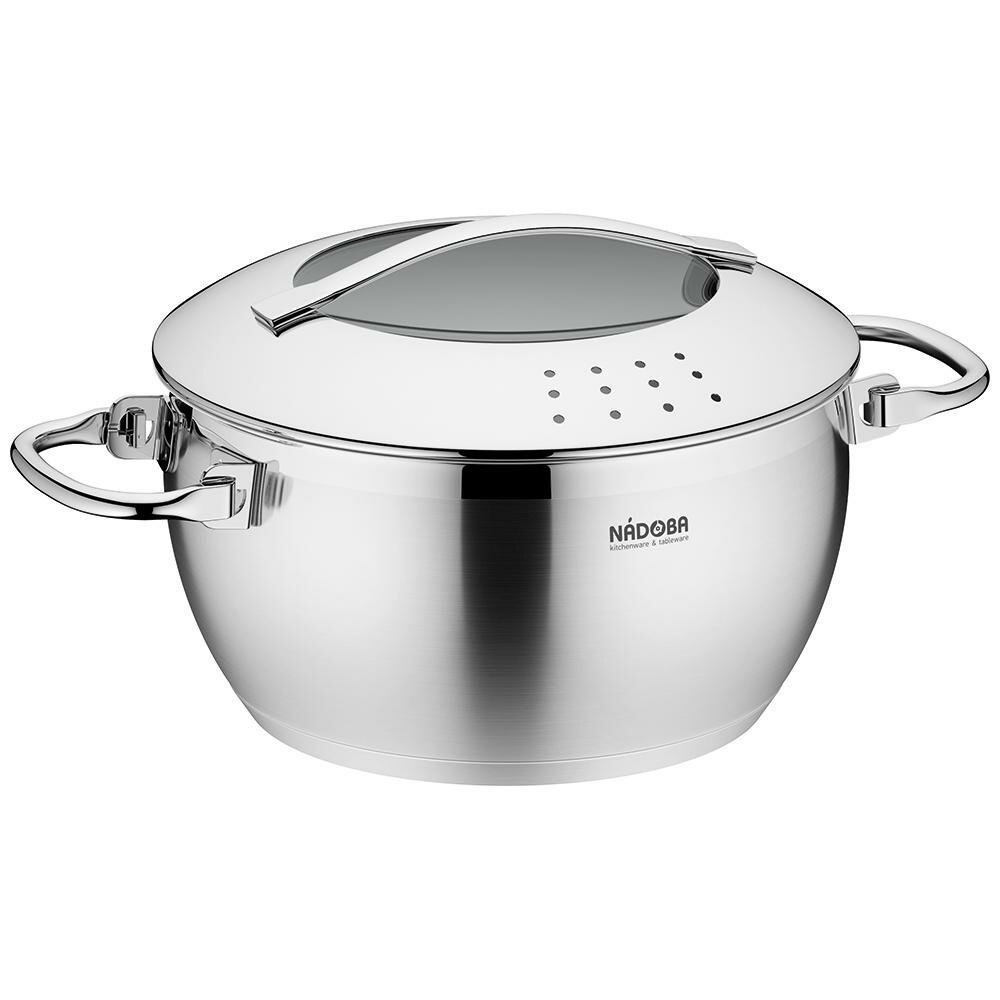 Кастрюля нерж 2.6Л MARUSKA СТ/крышка-дуршлаг складные ручки индукция NADOBA