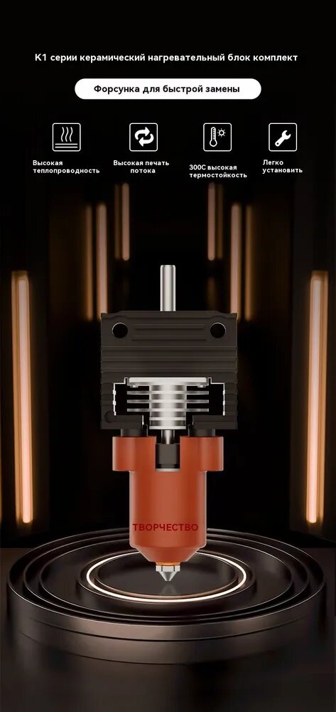 CREALITY 3d-принтер Комплект керамической нагревательной головки со встроенной насадкой K1C_K1 MAX(2024 Version)_K1(2024 Version)_K1 SE
