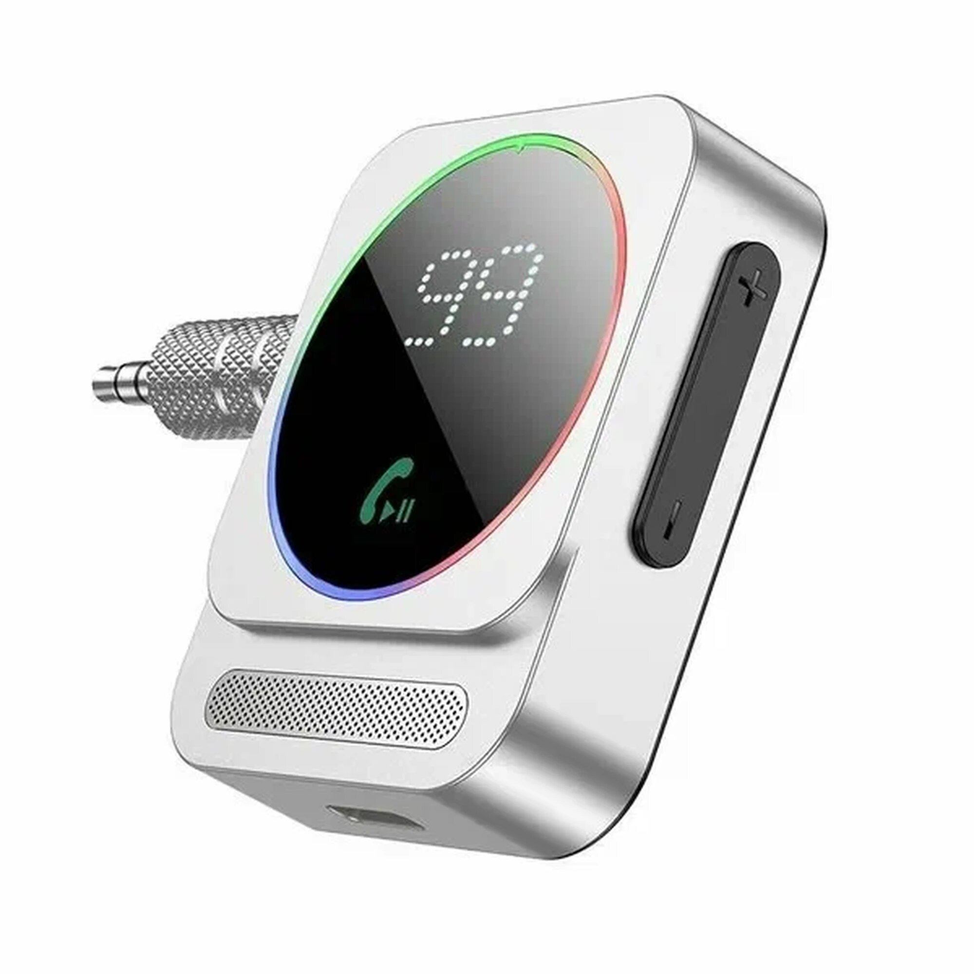 Адаптер Bluetooth-Aux Borofone BC52, серебристый, встроенный аккумулятор, 12 ч работы