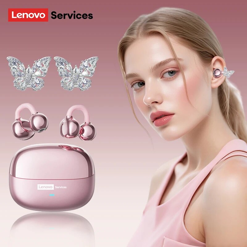 Lenovo LE302 Беспроводные наушники-зажимы черные Pink Sil Butterfly