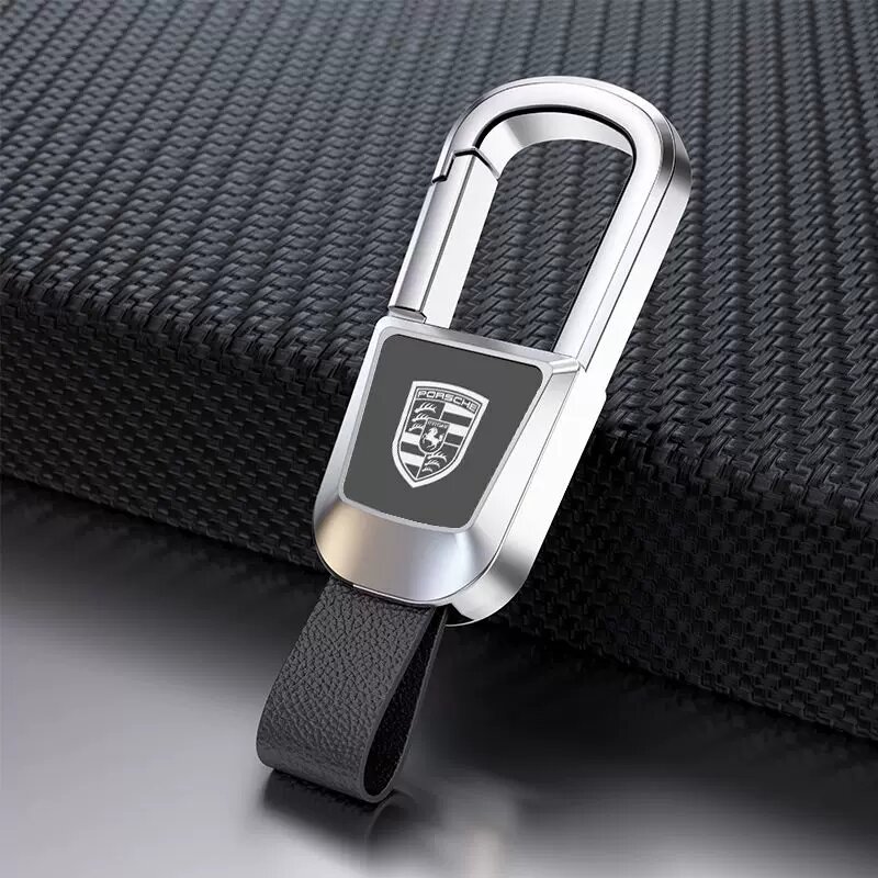 Ключен в виде брелока Porsche с двусторонней лазерной гравировкой логотипа в серебряном цвете для автомобильных ключей,