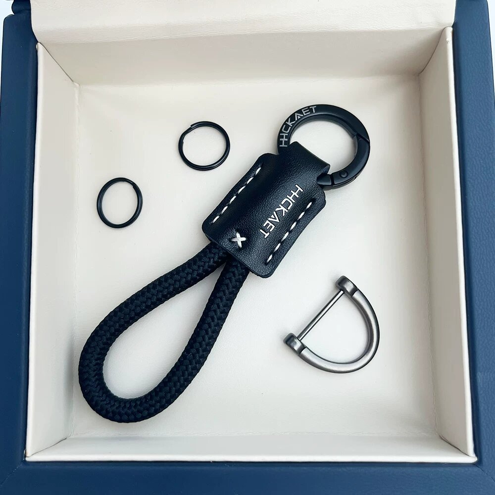 Черный кожаный брелок с черной лентой для телефона и ключей, ручная работа в подарок