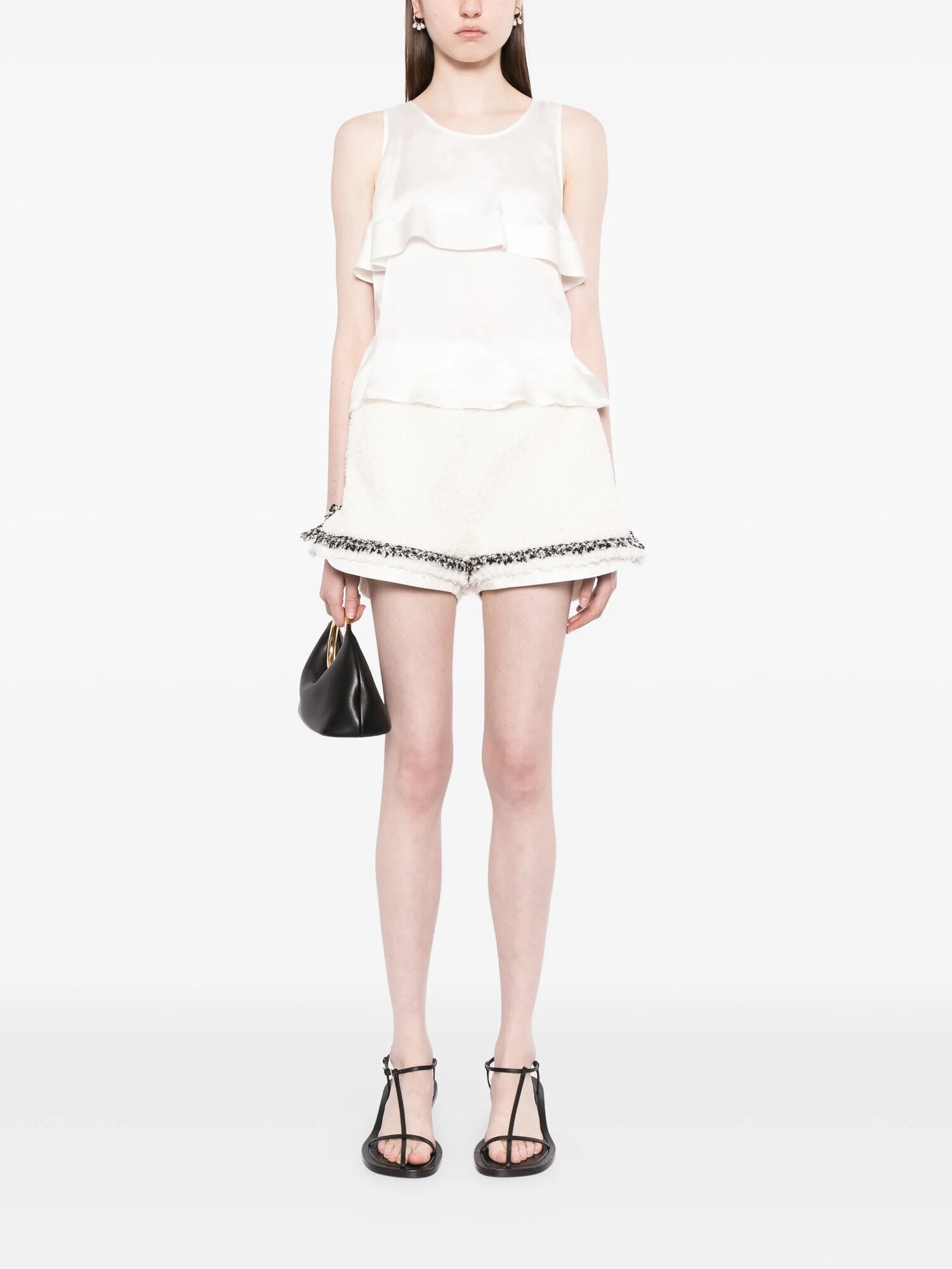 Шорты Sacai Boucle-trim shorts, размер 44, белый — фото 1